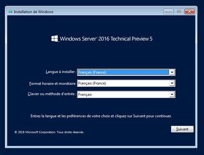 Windows Server 2016 : installation Standard avec interface graphique ...