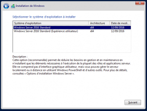 Windows Server 2016 : installation Standard avec interface graphique ...